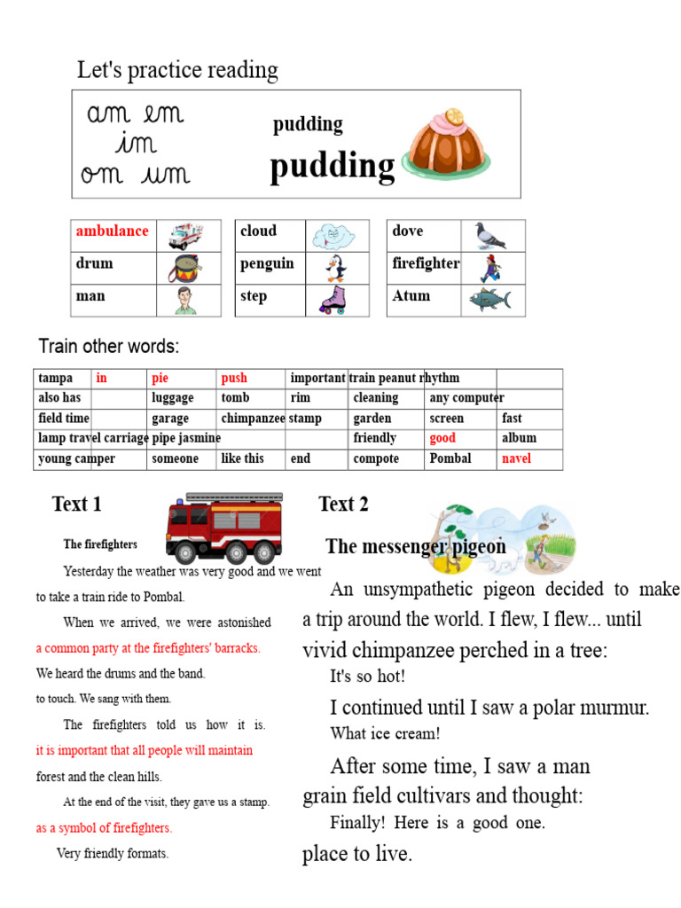 Let's Practice Reading Am, Em, Im, Om, Um | PDF