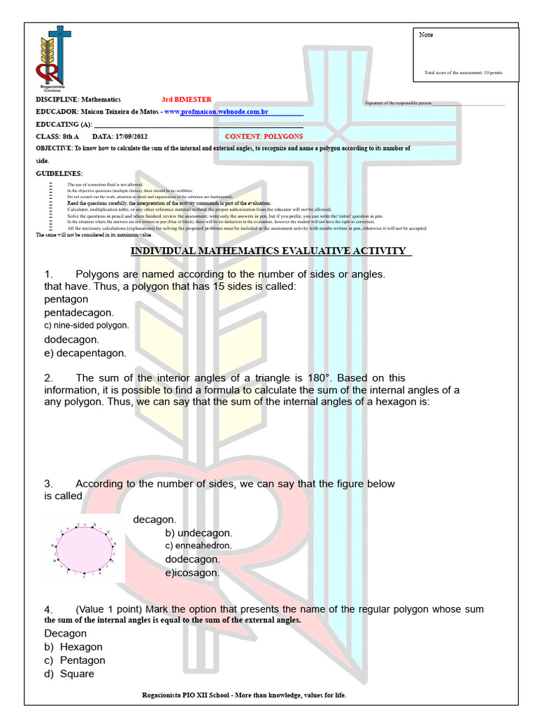 Assessment Activity 8B - Polygons | PDF | Polygon | Triangle