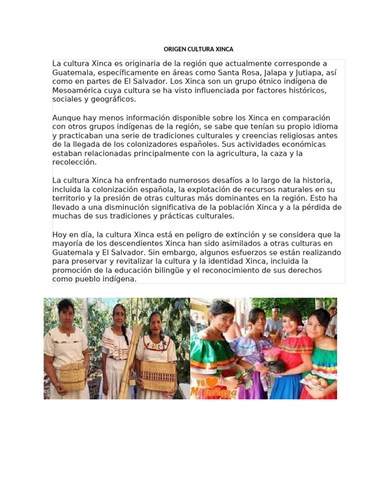 XINCAS Origen (Info. e Imagenes) | PDF