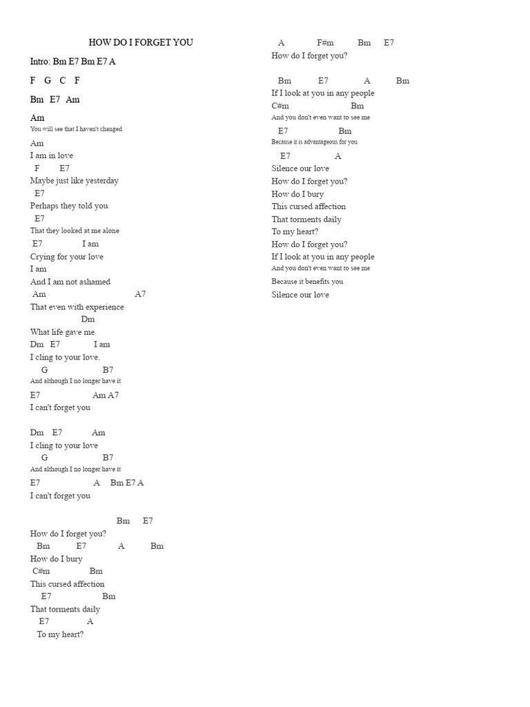 How Do I Forget You Chords | PDF