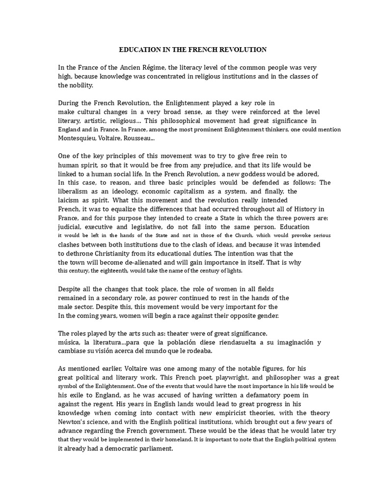 Education in The French Revolution | PDF | Age Of Enlightenment | Jean ...