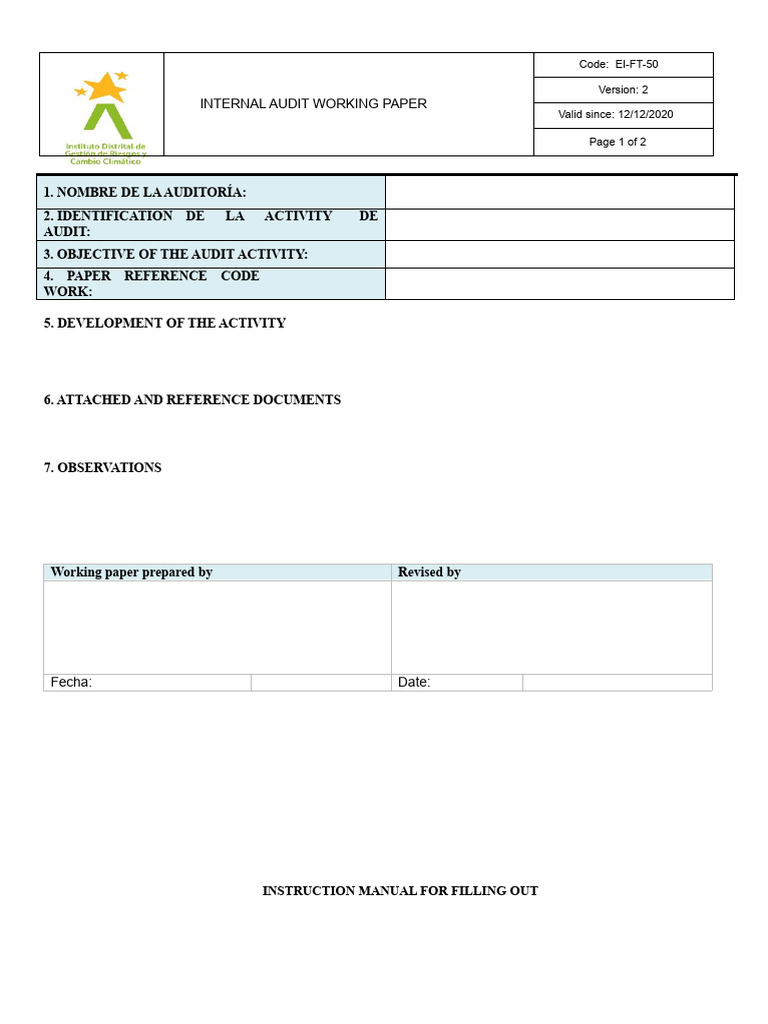 EI-FT-50 Internal Audit Workpaper Format | PDF | Audit | Internal Audit