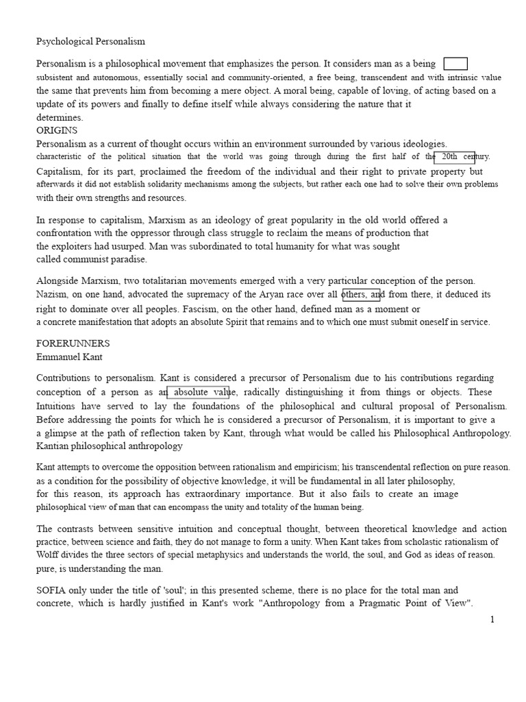 Understanding Psychological Personalism | PDF | Immanuel Kant ...