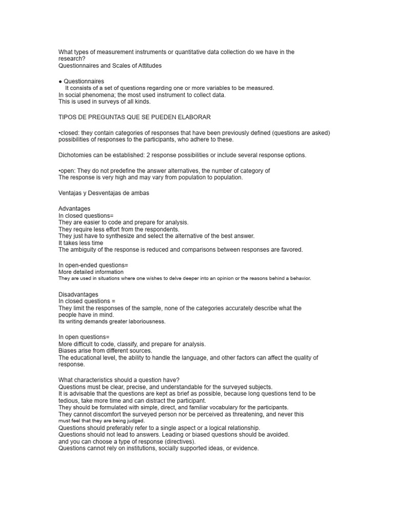 What Types of Measurement Instruments or Quantitative Data Collection ...