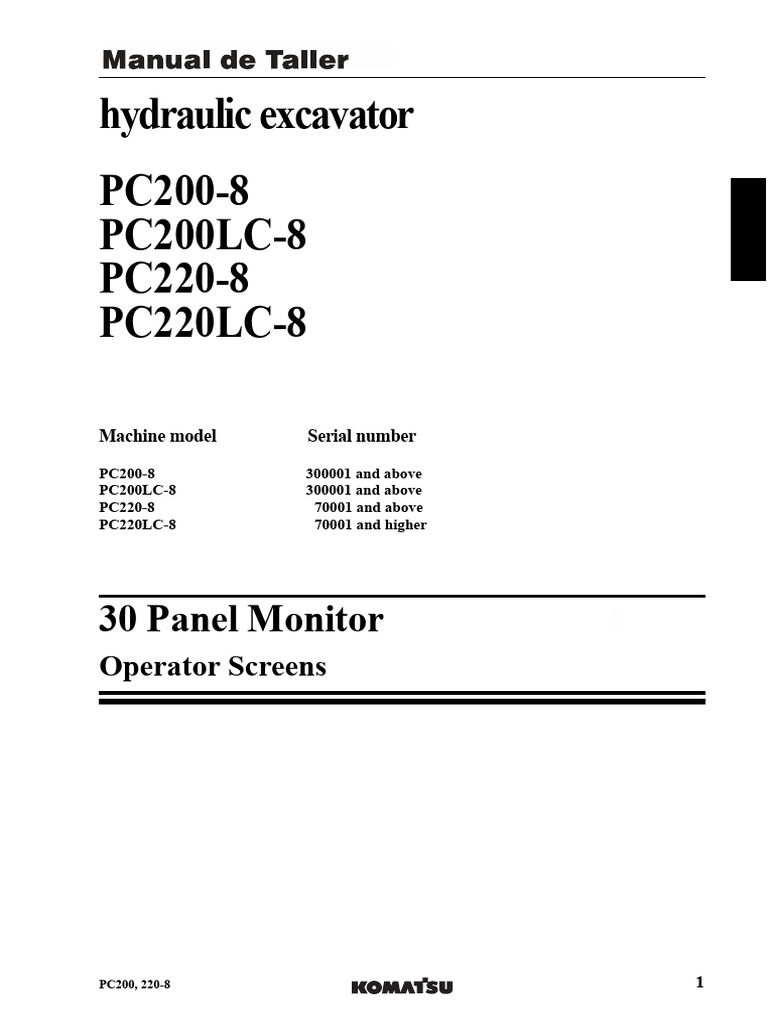 Hydraulic Excavator (PC200-8 and PC200LC-8) | PDF | Computer Monitor