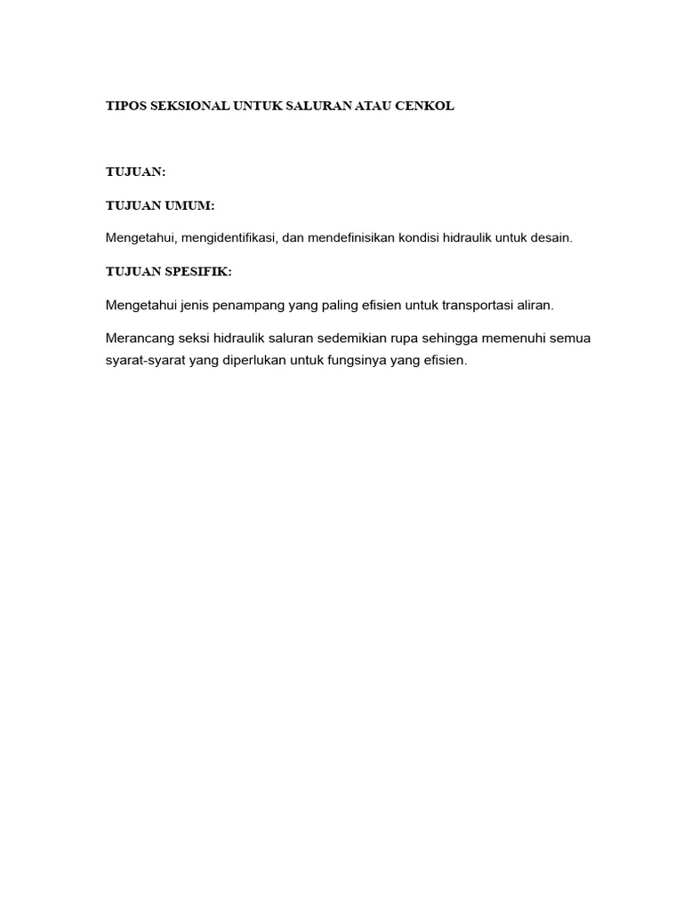 Jenis-Jenis Bagian Untuk Desain Saluran atau Parit | PDF