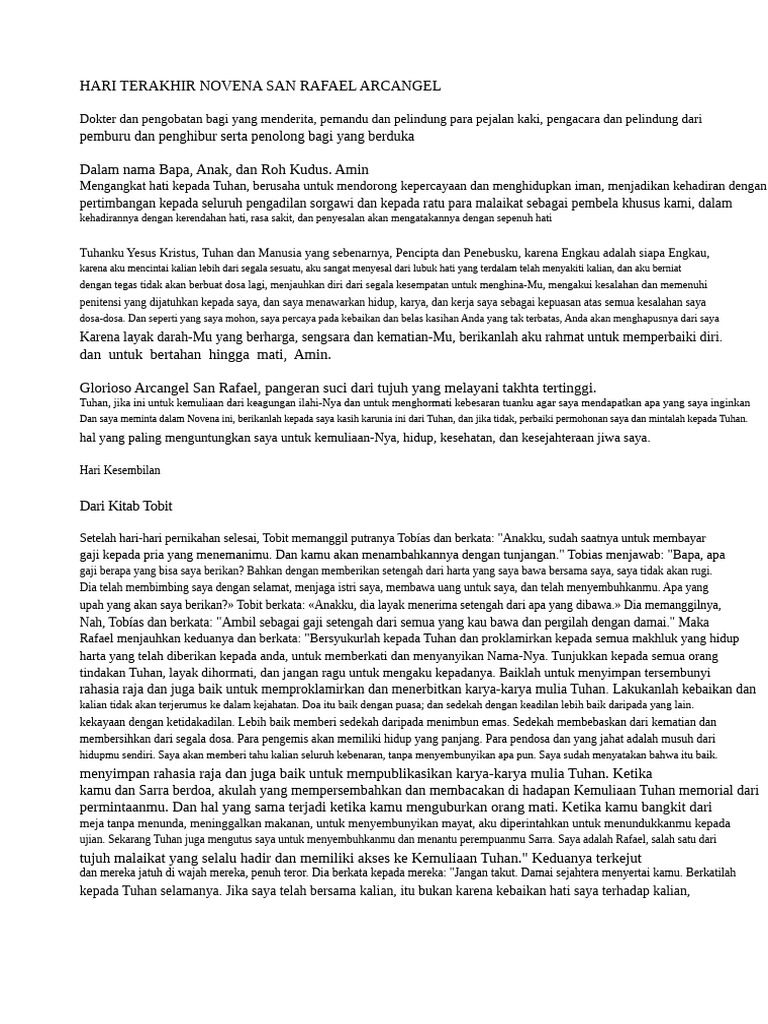 Novena Santo Rafael: Hari Kesembilan | PDF