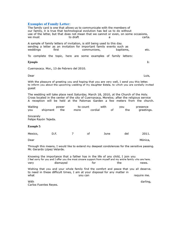 Family Letter Examples and Templates | PDF