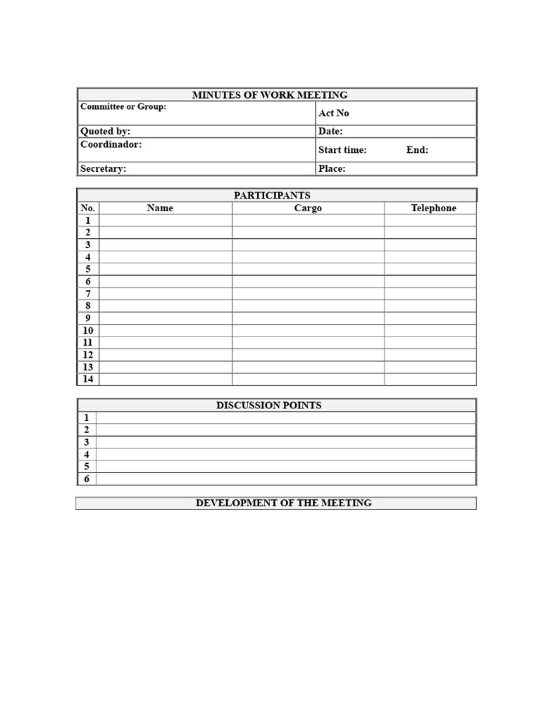 Example of Work Meeting Minutes PDF | PDF
