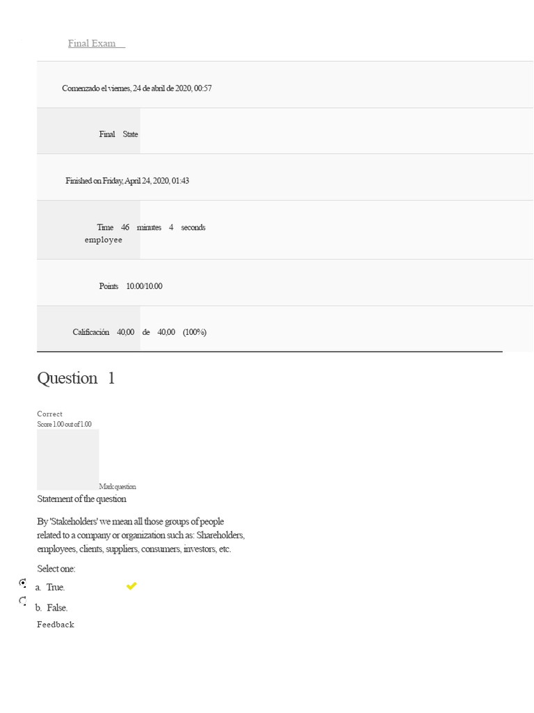 Final Exam Results and Feedback Summary | PDF | Business Economics ...