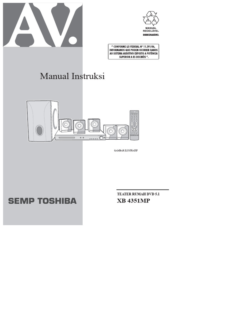 Manual Semp Toshiba home theater xb 4351 | PDF