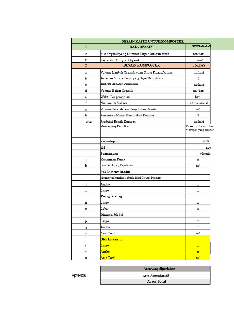 8. Excel Perhitungan Luas untuk Pengomposan (1) (1) | PDF