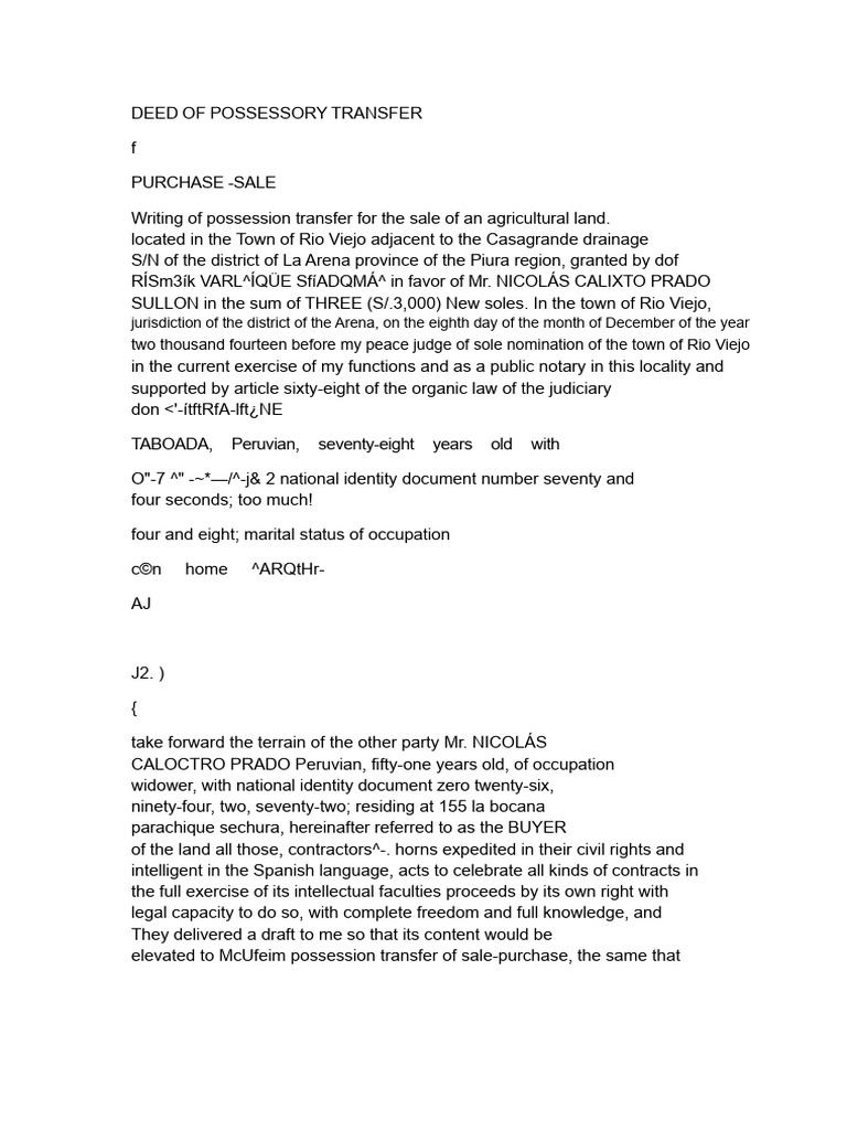 Possessory Transfer Deed | PDF | Justice | Crime & Violence