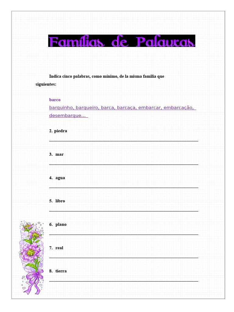 Familias de palabras | PDF | Tipología Lingüística | Unidades Semánticas