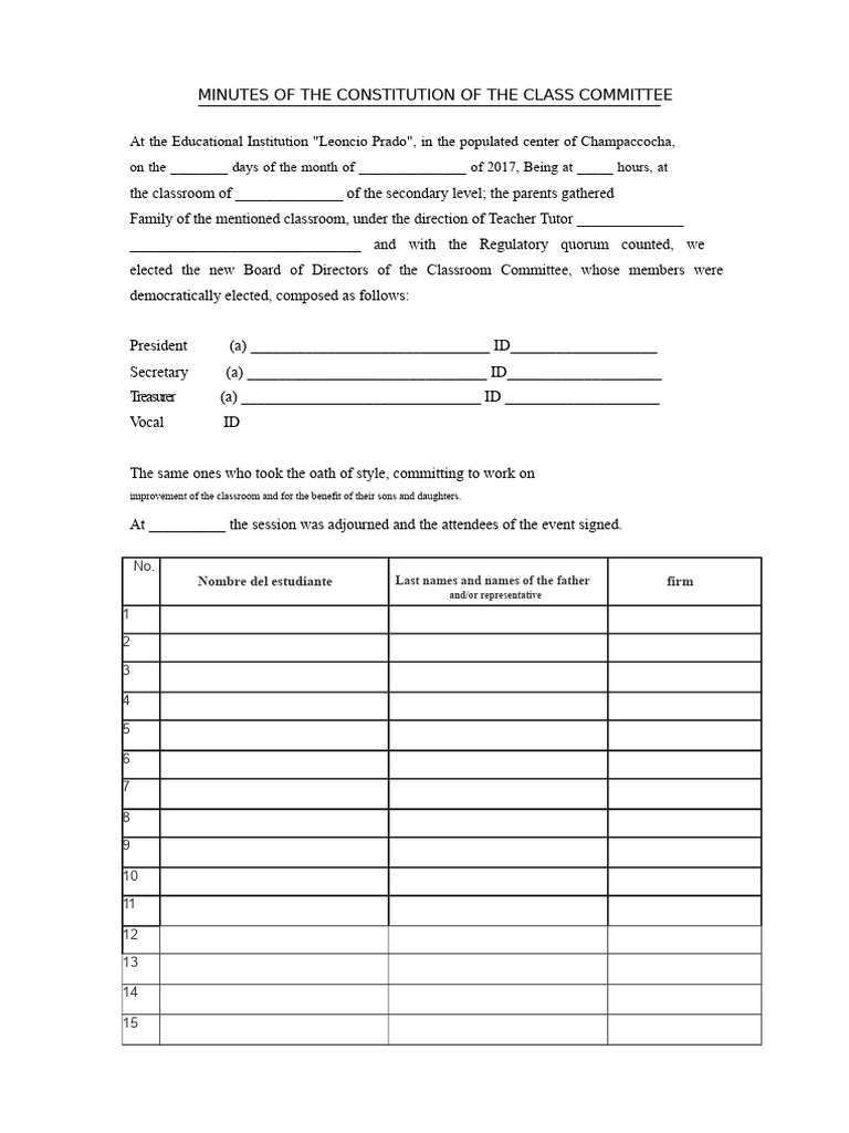 Class Committee Minutes | PDF