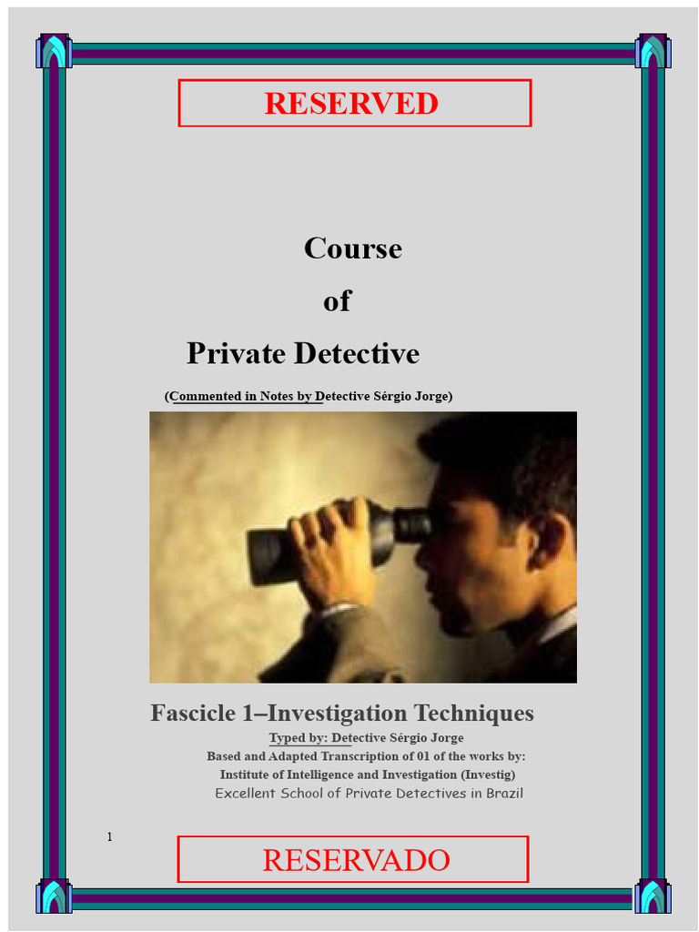 Private Detective Course Overview | PDF | Detective | Crimes