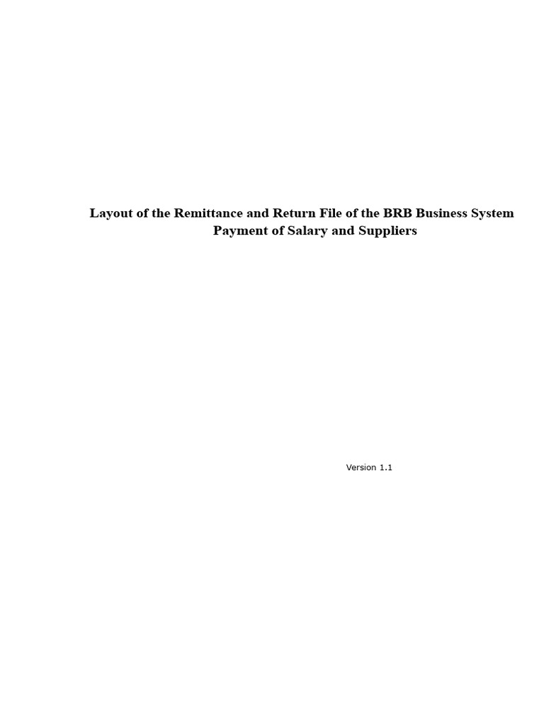 BRB Business Remittance and Return Layout (Credit To Account - Version ...