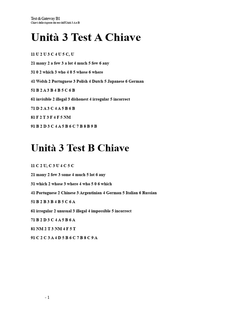 Gateway Test 3 Chiave | PDF
