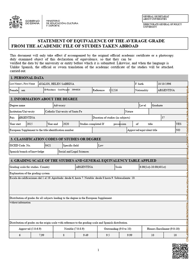 Grade Converter - Government of Spain | PDF | Identity Document | Justice