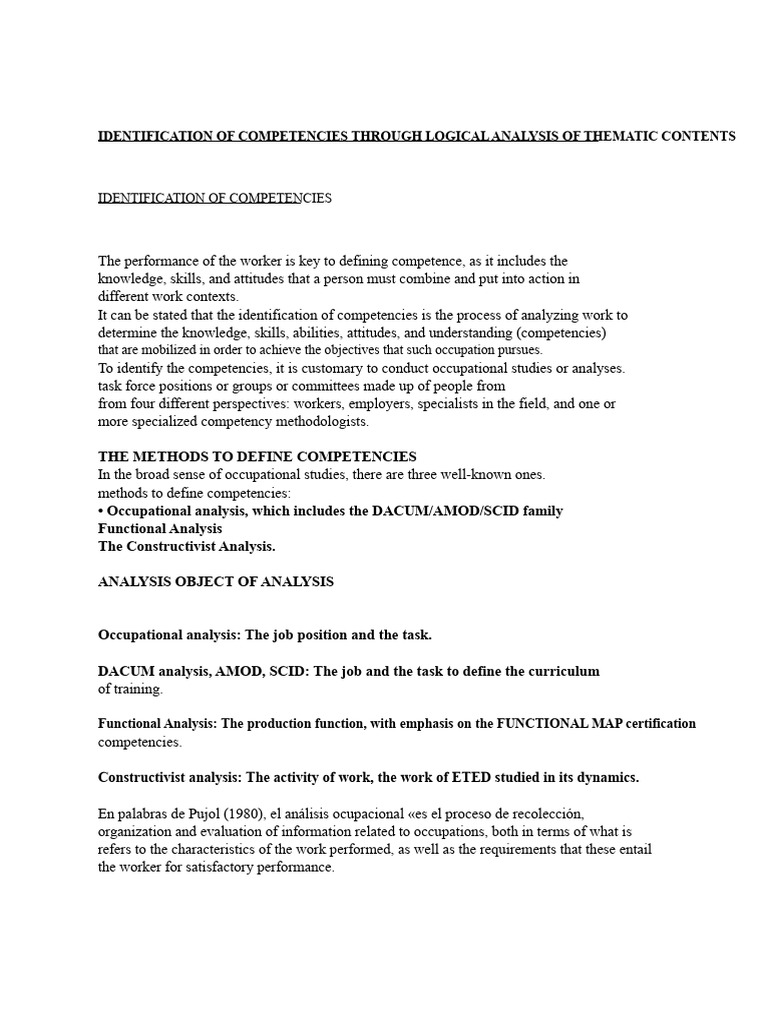 Identification of Competencies Through Logical Analysis of Thematic ...
