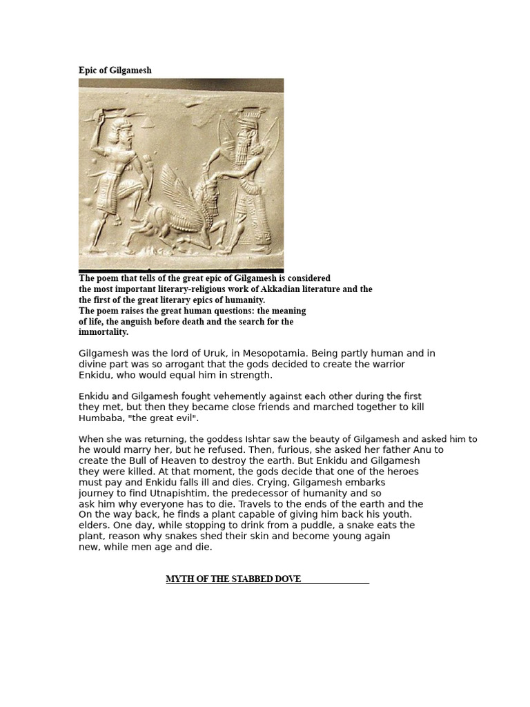 Mesopotamian Myths and Legends | PDF | Epic Of Gilgamesh | Comparative ...