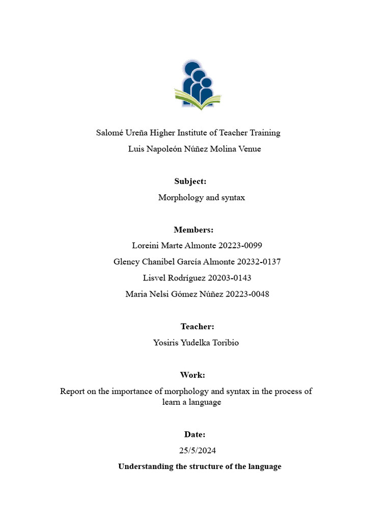 Importance of Morphology and Syntax in the Process of Learning a Language | PDF | Syntax ...