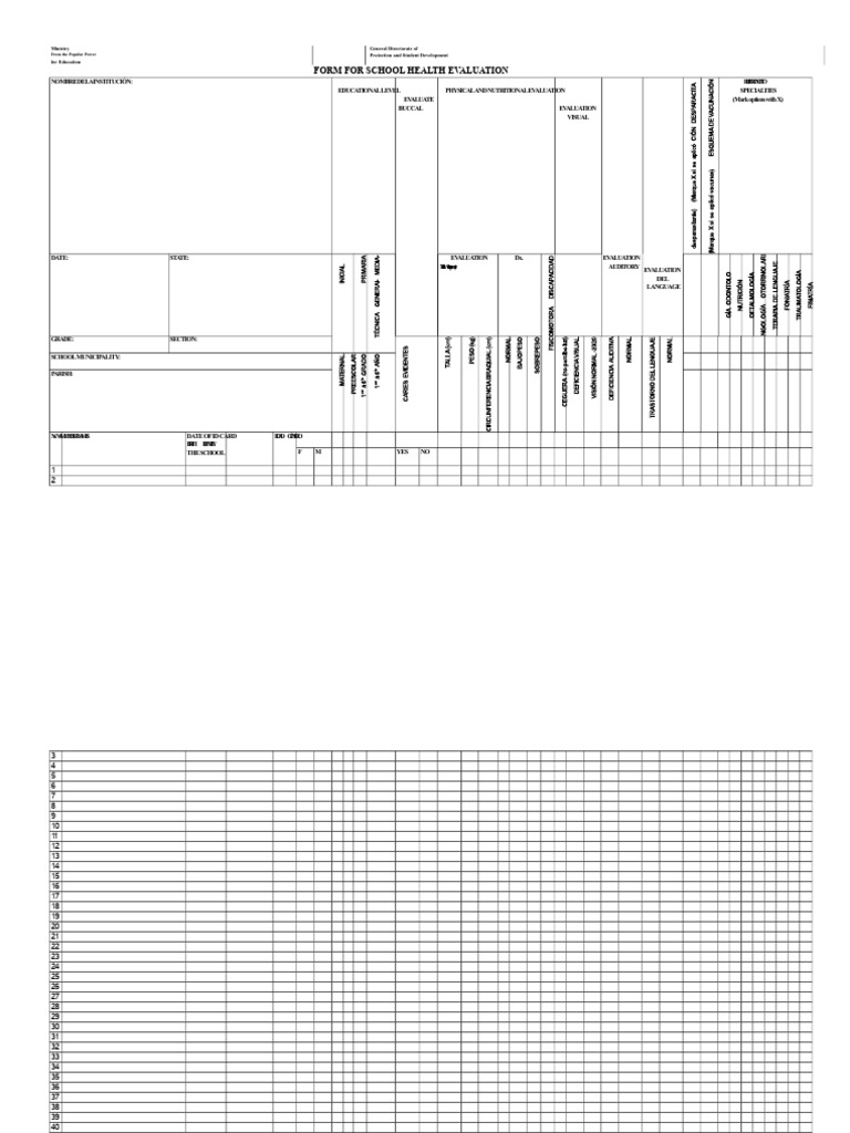School Health Evaluation Form | PDF