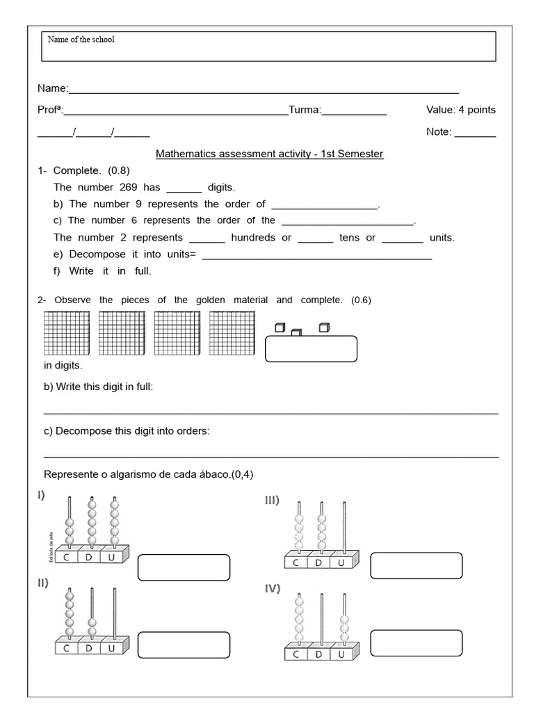 Mathematics Assessment 3rd Grade | PDF