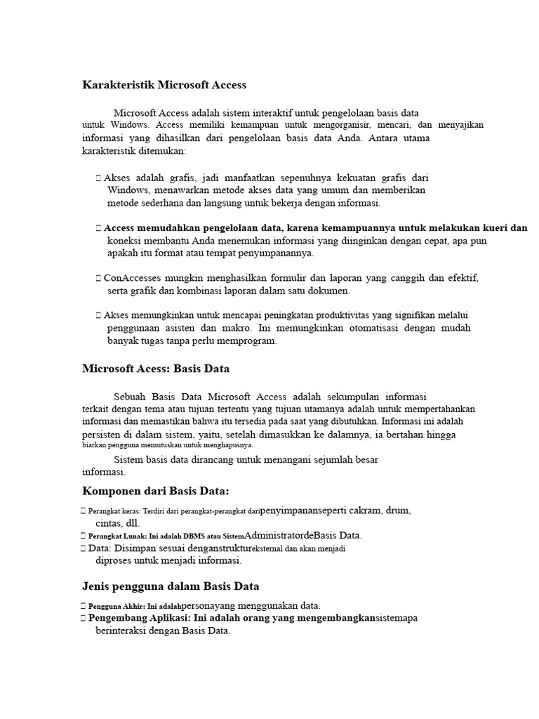 Karakteristik Utama Microsoft Access | PDF
