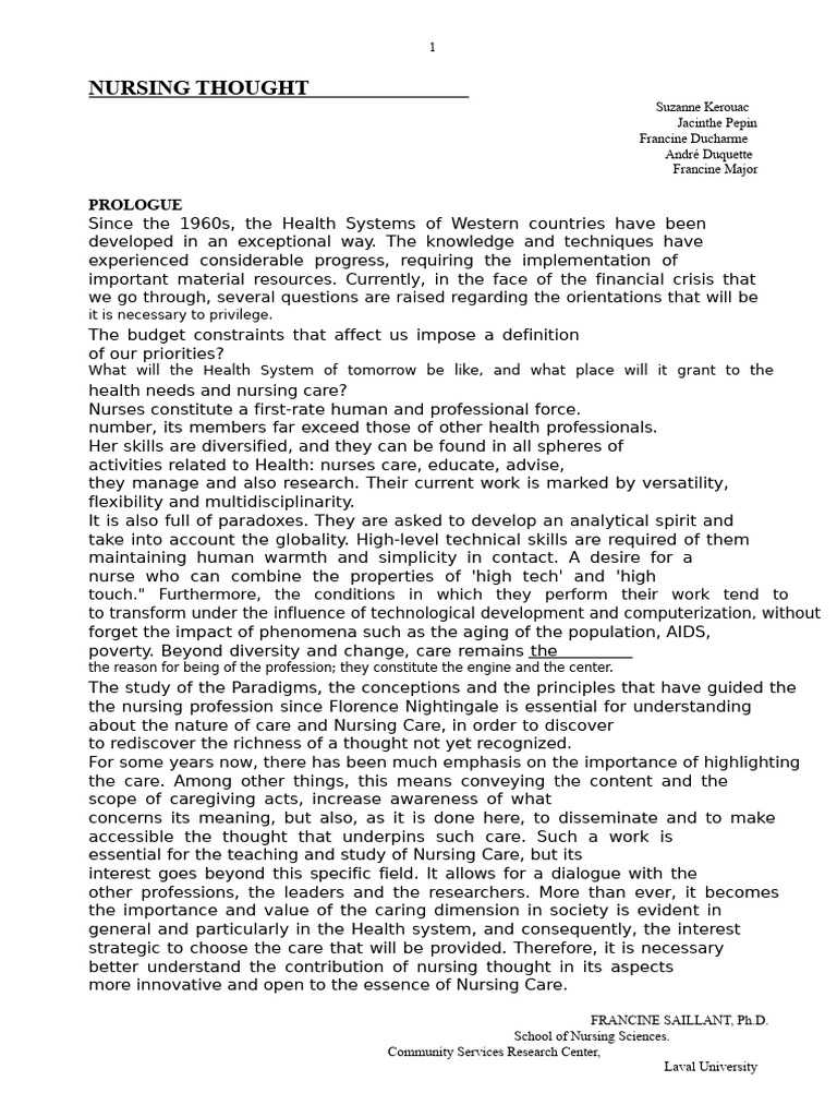 Nursing Thought | PDF | Nursing | Florence Nightingale