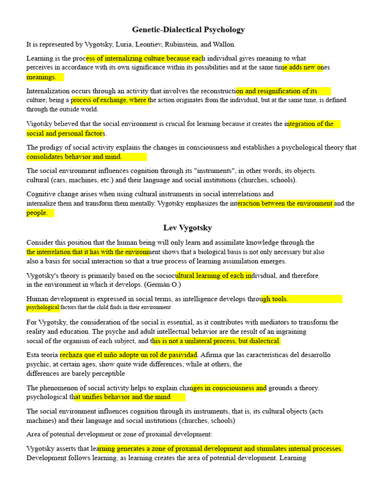 Dialectical Genetic Psychology | PDF | Psychology | Learning