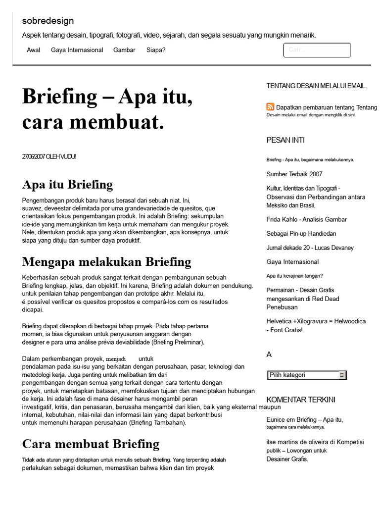 Panduan Lengkap Membuat Briefing Desain | PDF