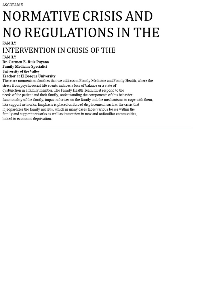 Non-Normative Family Stressors Analysis | PDF | Stress (Biology) | Family