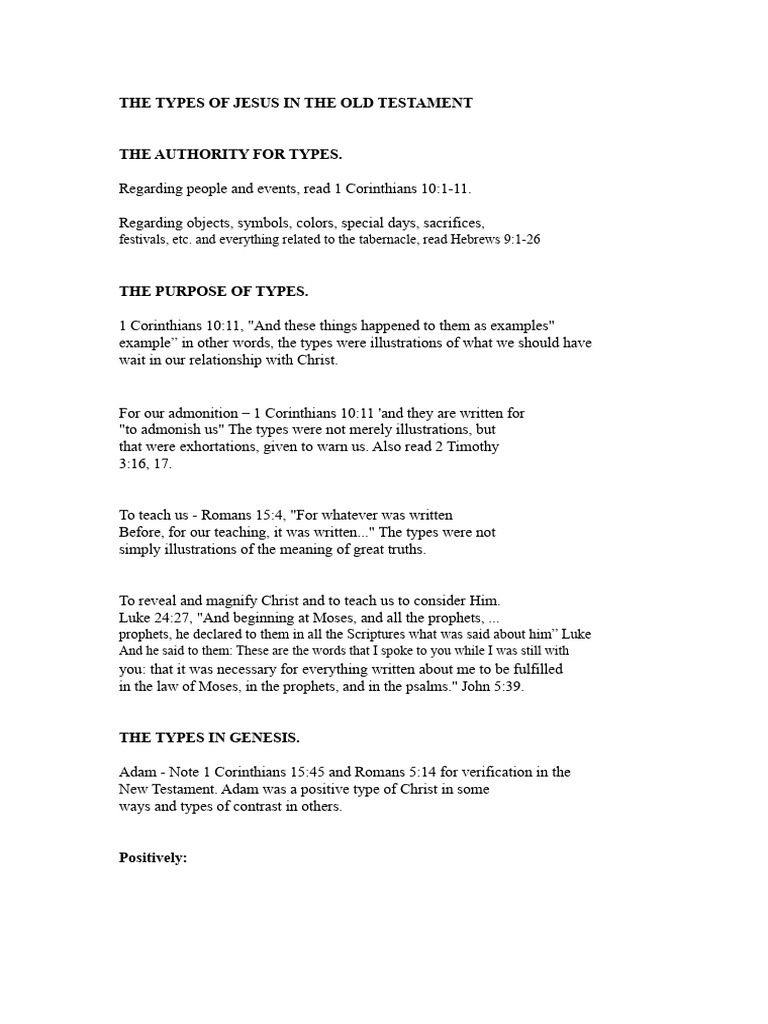 TYPES OF CHRIST IN THE OLD TESTAMENT Gerdo-1 | PDF | Jesus | Adam