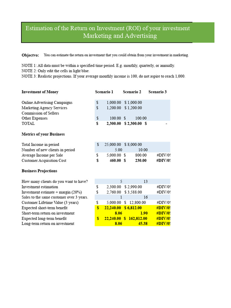 ROI Estimation for Marketing Investments | PDF | Return On Investment ...