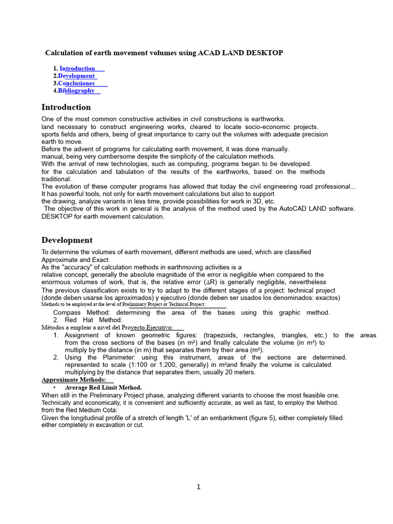 Calculation of Volumes in Earth Movement by Acad Land Desktop Formula ...