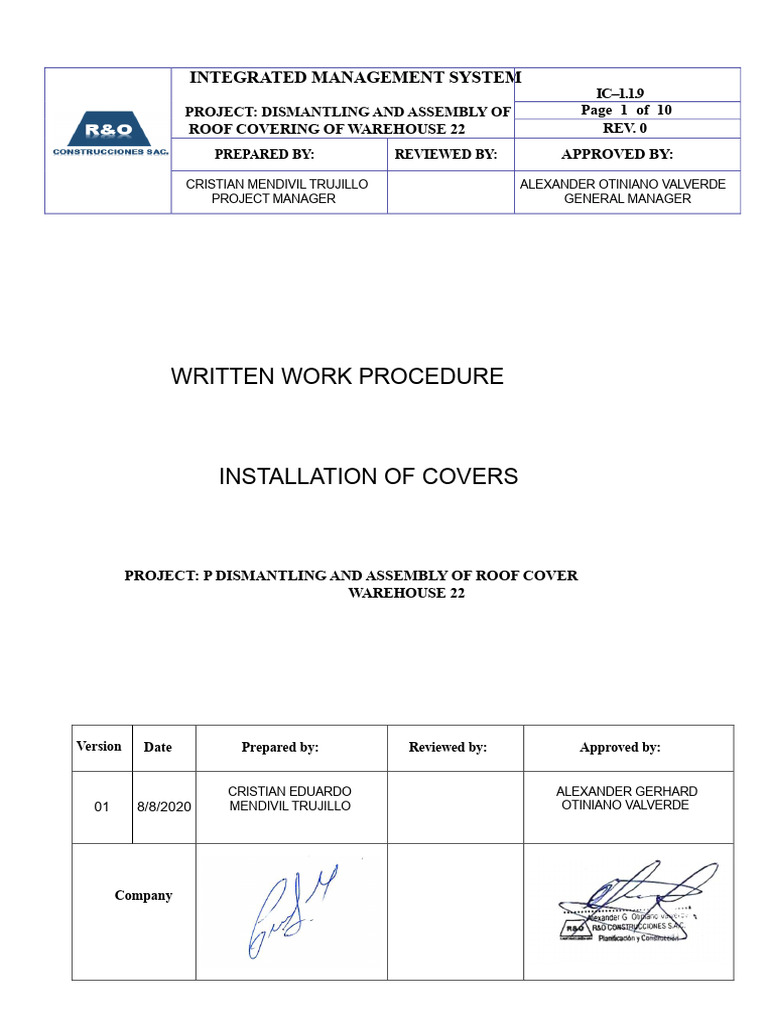 Installation Procedure For Roofing | PDF | Occupational Safety And Health