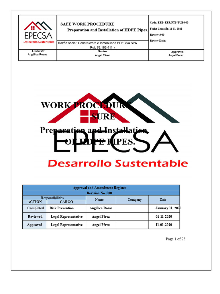 HDPE Pipe Installation Safety Procedure | PDF | Pipe (Fluid Conveyance ...