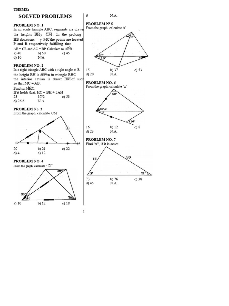 Solved Problems of Triangles I | PDF | Triangle | Euclid