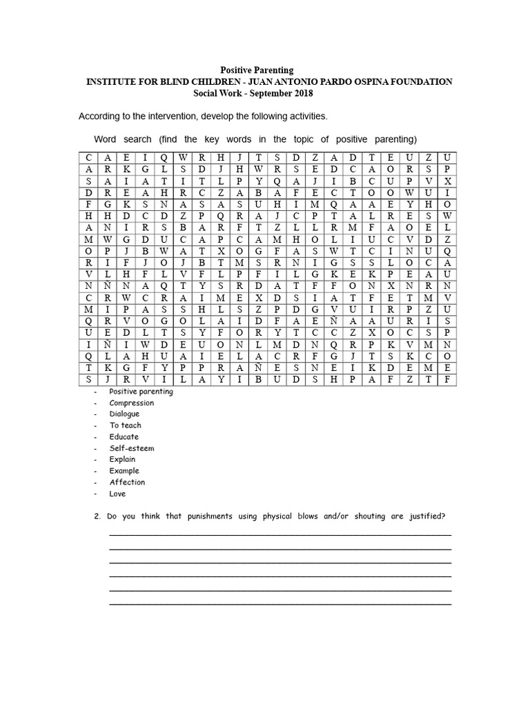 Positive Parenting Word Search | PDF | Chess Theory | Chess