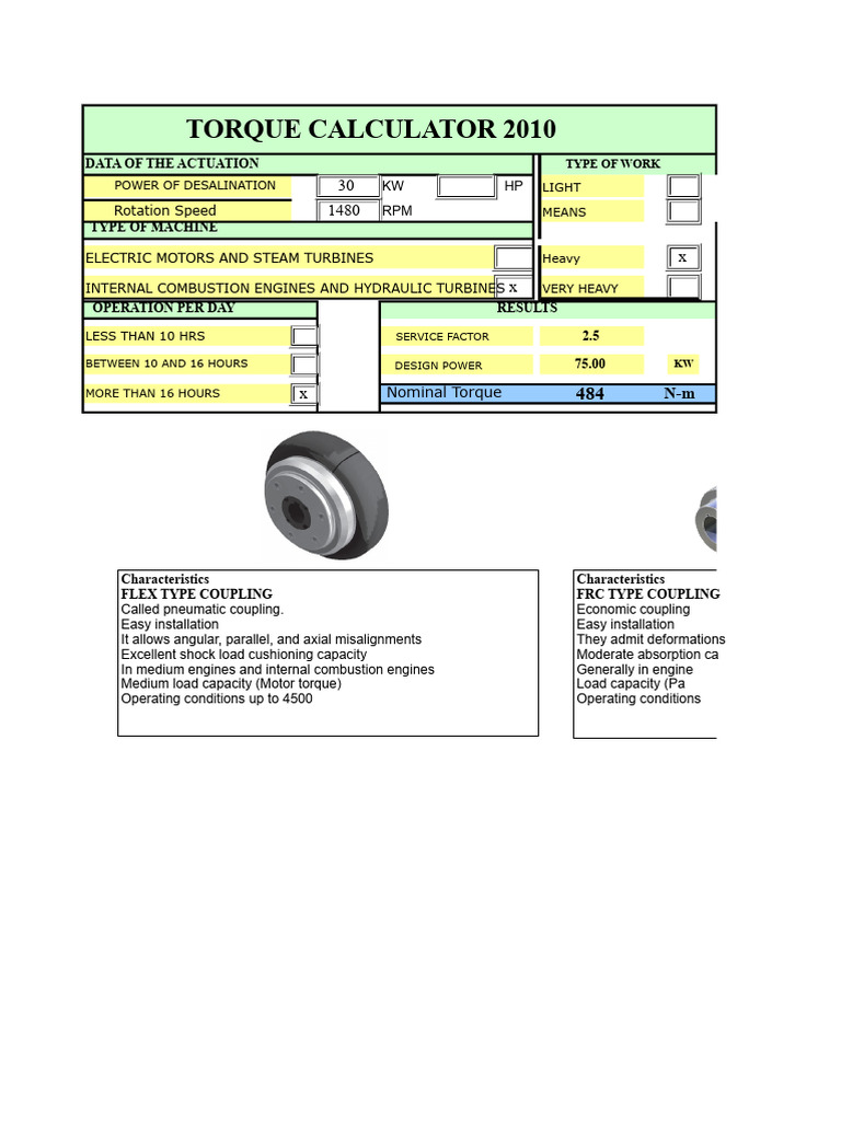Torque Calculator (With Tables of Available Coupling Types) | PDF ...
