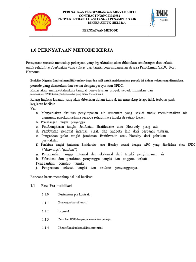 Rehabilitasi Tangki Penyimpanan Air Shell | PDF