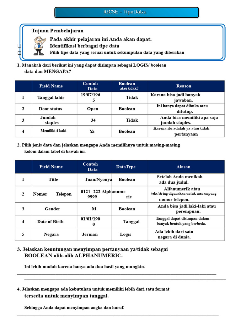 Lembar Kerja Tipe Data | PDF