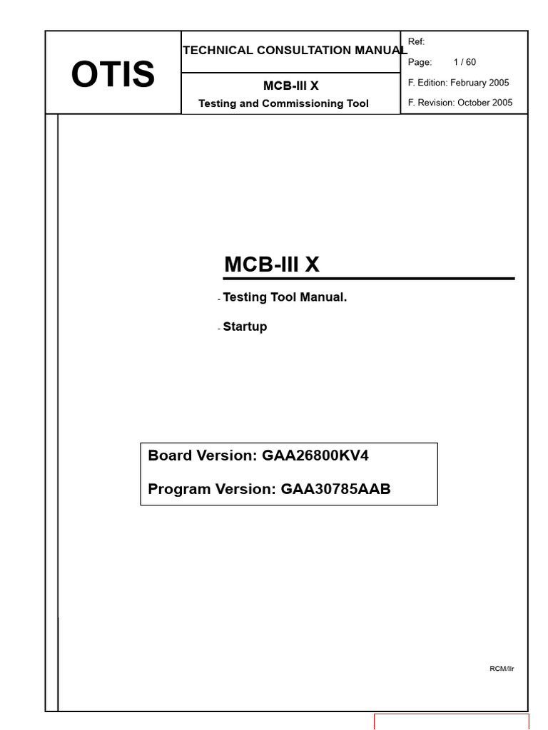 Otis MCB-IIIX Test Utility | PDF | Menu (Computing) | Power Inverter