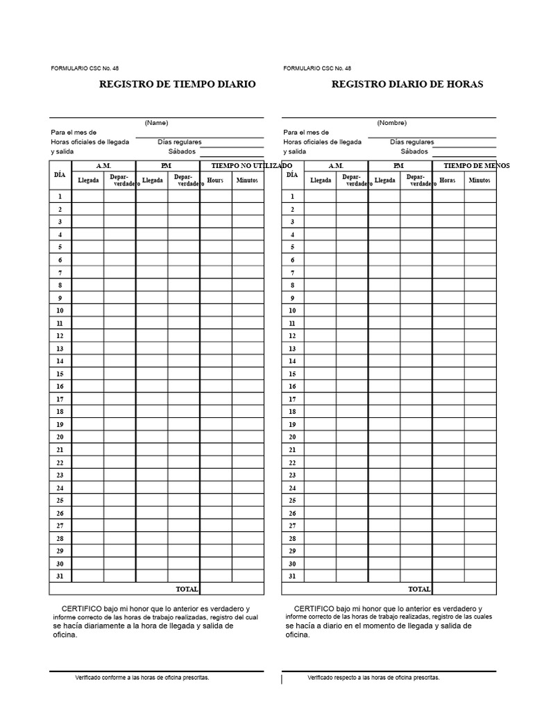Form 48 DTR 1 | PDF