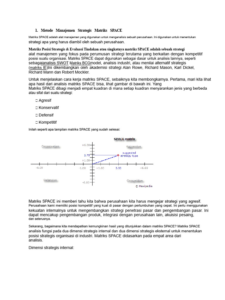 Metode Manajemen Strategis Matriks SPACE | PDF