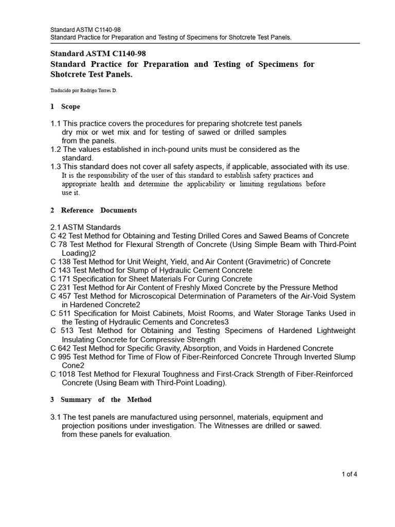 Shotcrete Test Panel Preparation Guide | PDF | Concrete | Mechanical ...