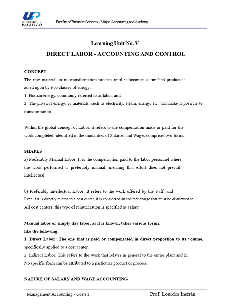 Direct Labor - Accounting and Control | PDF | Salary | Piece Work