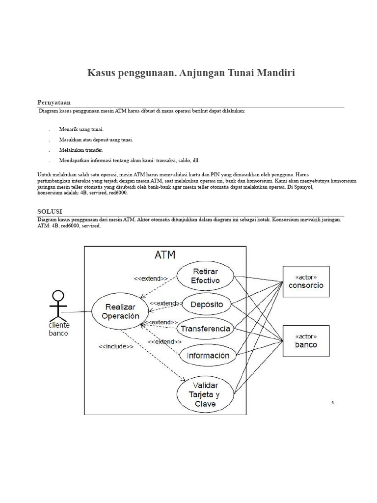 Contoh Kasus Penggunaan. Mesin ATM PDF | PDF