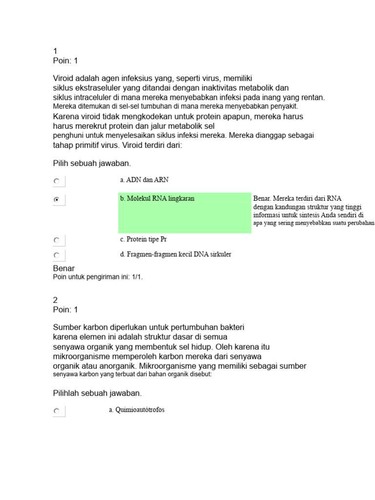 Ujian yang Diperbaiki tentang Mikrobiologi | PDF